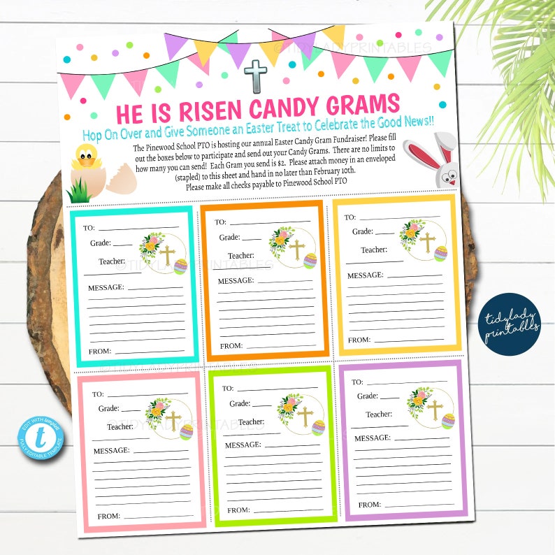 Religious Easter Candy Gram Flyer School Fundraiser Template - Etsy