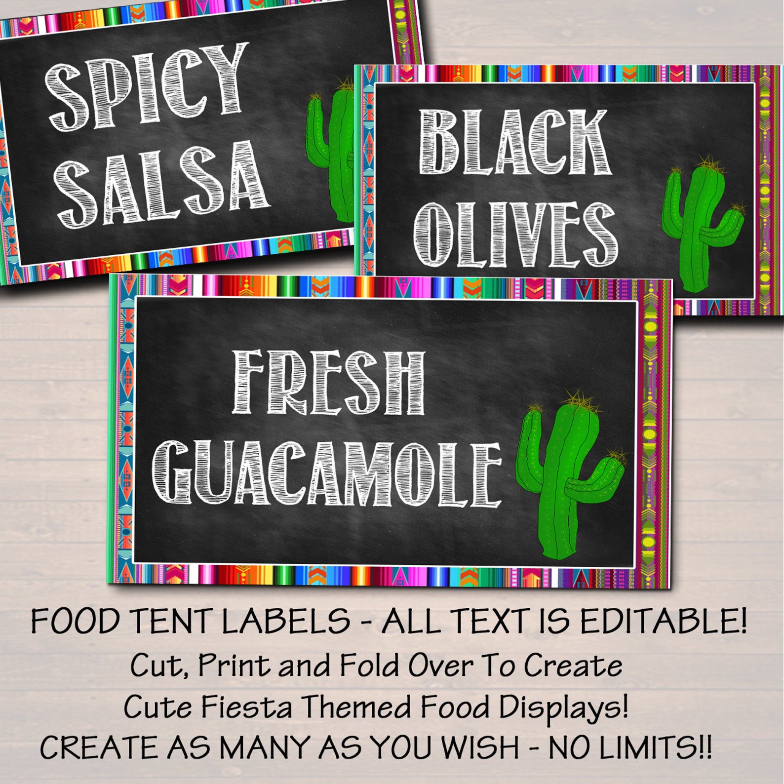 Editable Fiesta Signs Printable Mexican Theme Party Decor | Etsy