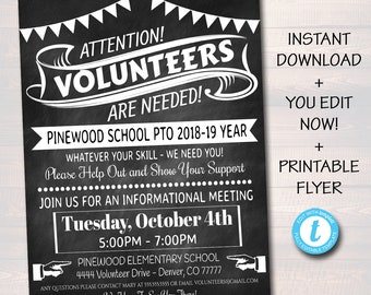 EDITABLE Volunteer Recruitment Flyer, Printable Handout, School ...