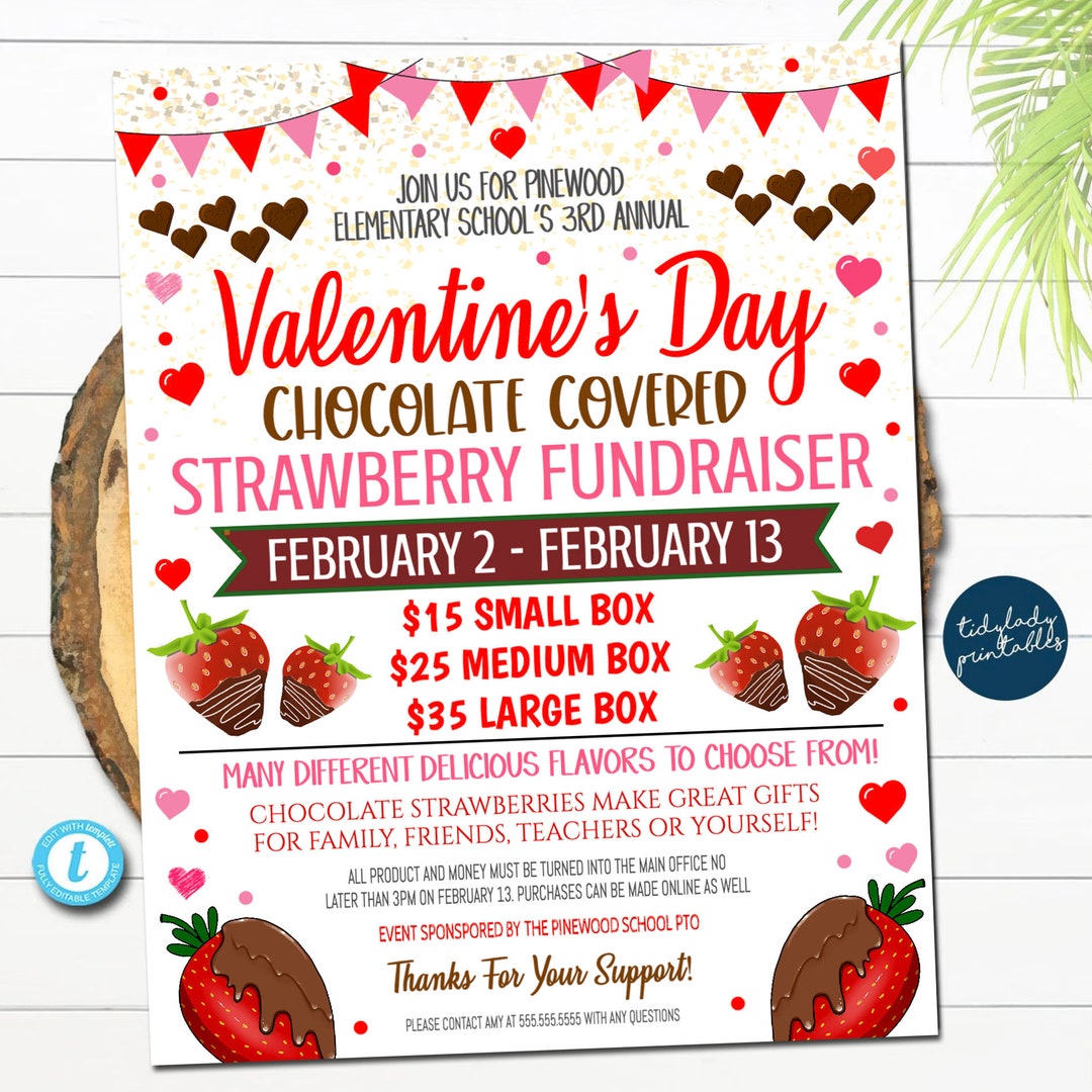 Valentine's Day Chocolate Covered Strawberry Fundraiser Flyer ...
