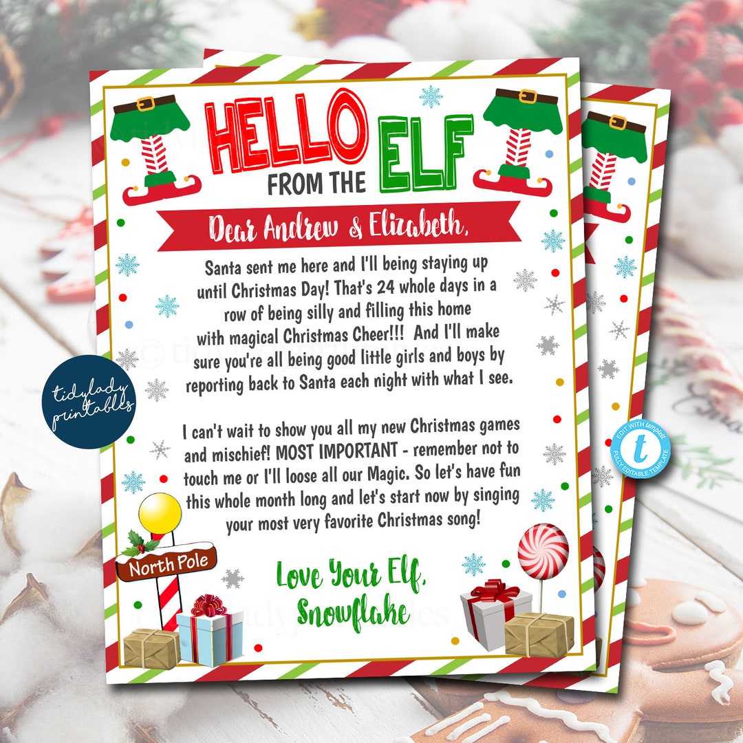 Elf Arrival Letter, Hello From the Elf Letter for Kids, Christmas I'm ...