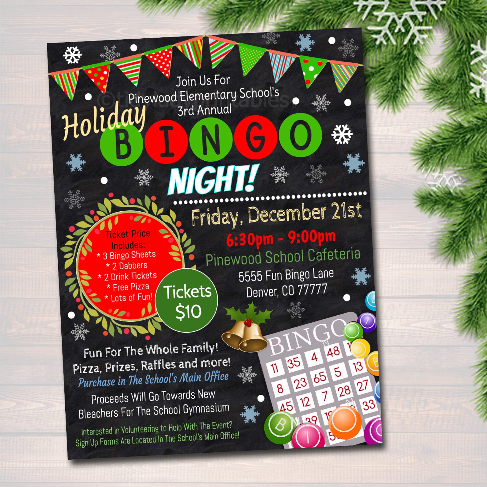 Christmas Bingo Night Flyer Holiday PTA PTO School Family - Etsy