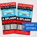 EDITABLE Swimmer Ticket Valentine's Day Cards, INSTANT DOWNLOAD ...