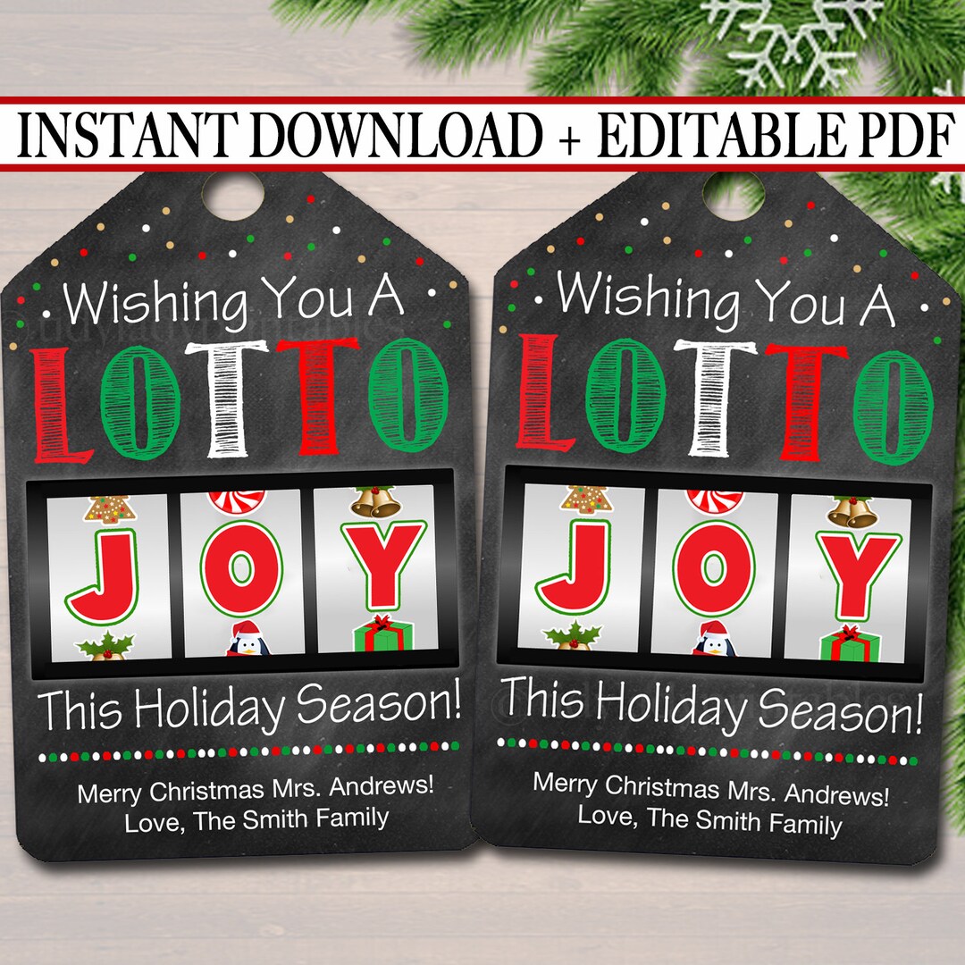 Christmas Lottery Gift Tag Printable, Wishing You a Lotto Joy, Work ...