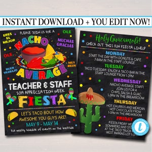 EDITABLE Nacho Average Teacher Appreciation Week Itinerary Invite ...