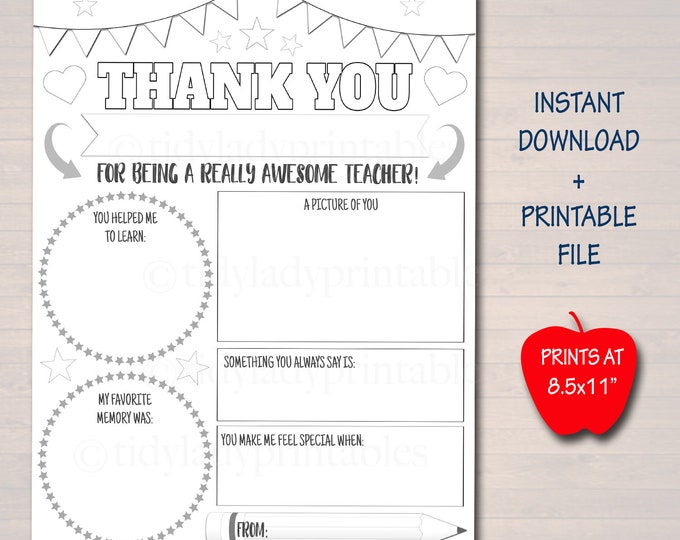 EDITABLE Teacher Gift, End of School Year About Me Page Printable ...