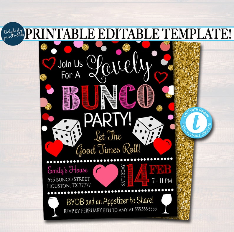 Valentine's Day Bunco Party Invitation Valentine Bunco - Etsy