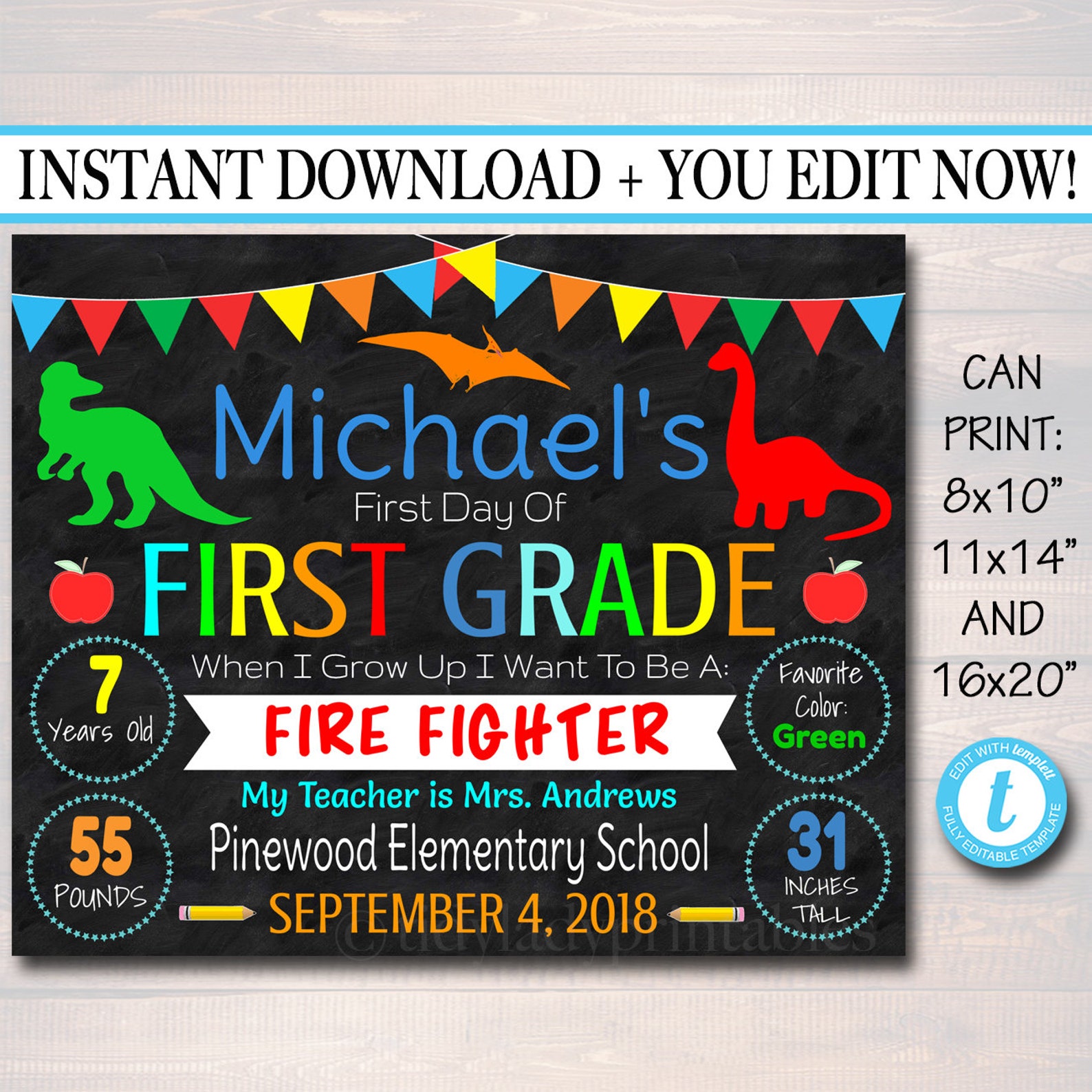 First Day of School Sign Back to School Chalkboard Poster | Etsy