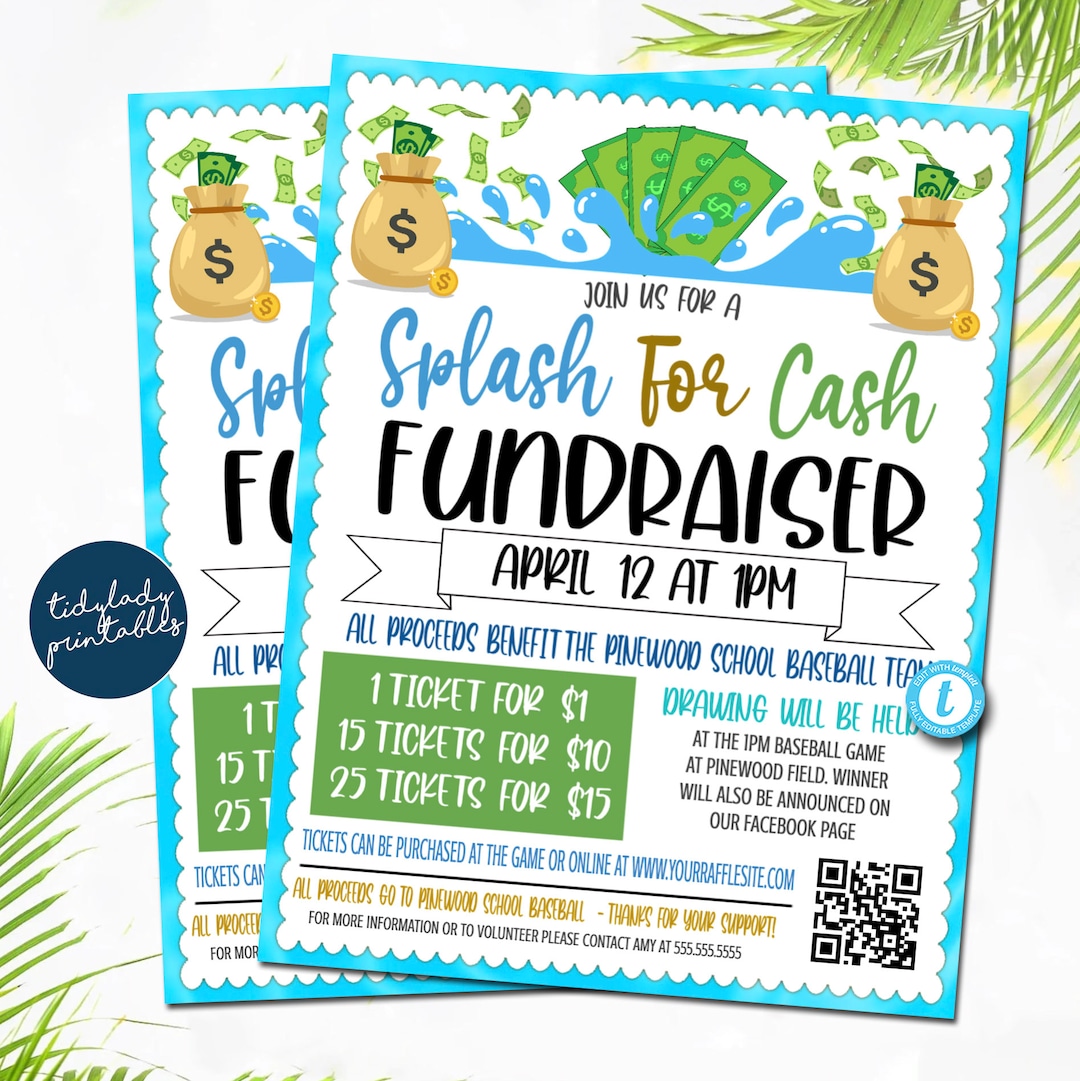 Splash for Cash Fundraiser Flyer: Editable Template - Etsy