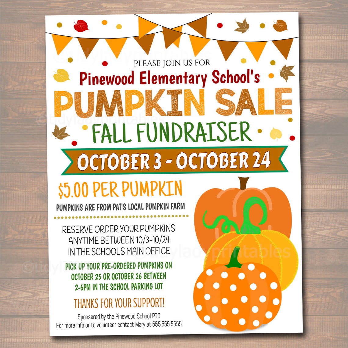 EDITABLE Fall Pumpkin Sale Fundraiser Flyer/poster Printable Invitation ...