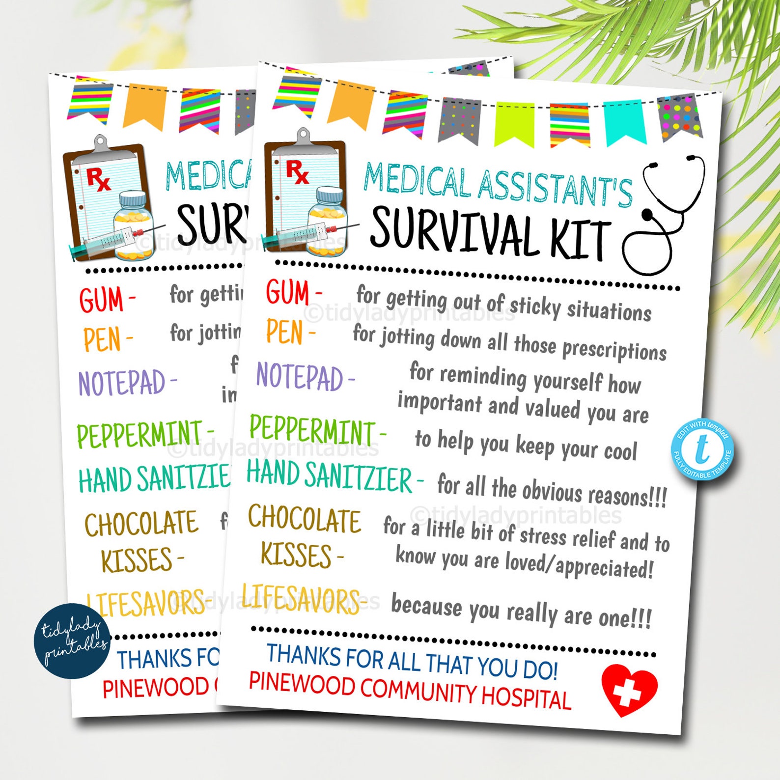Medical Assistant Survival Kit Gift Tags: Printable Template (DIY ...