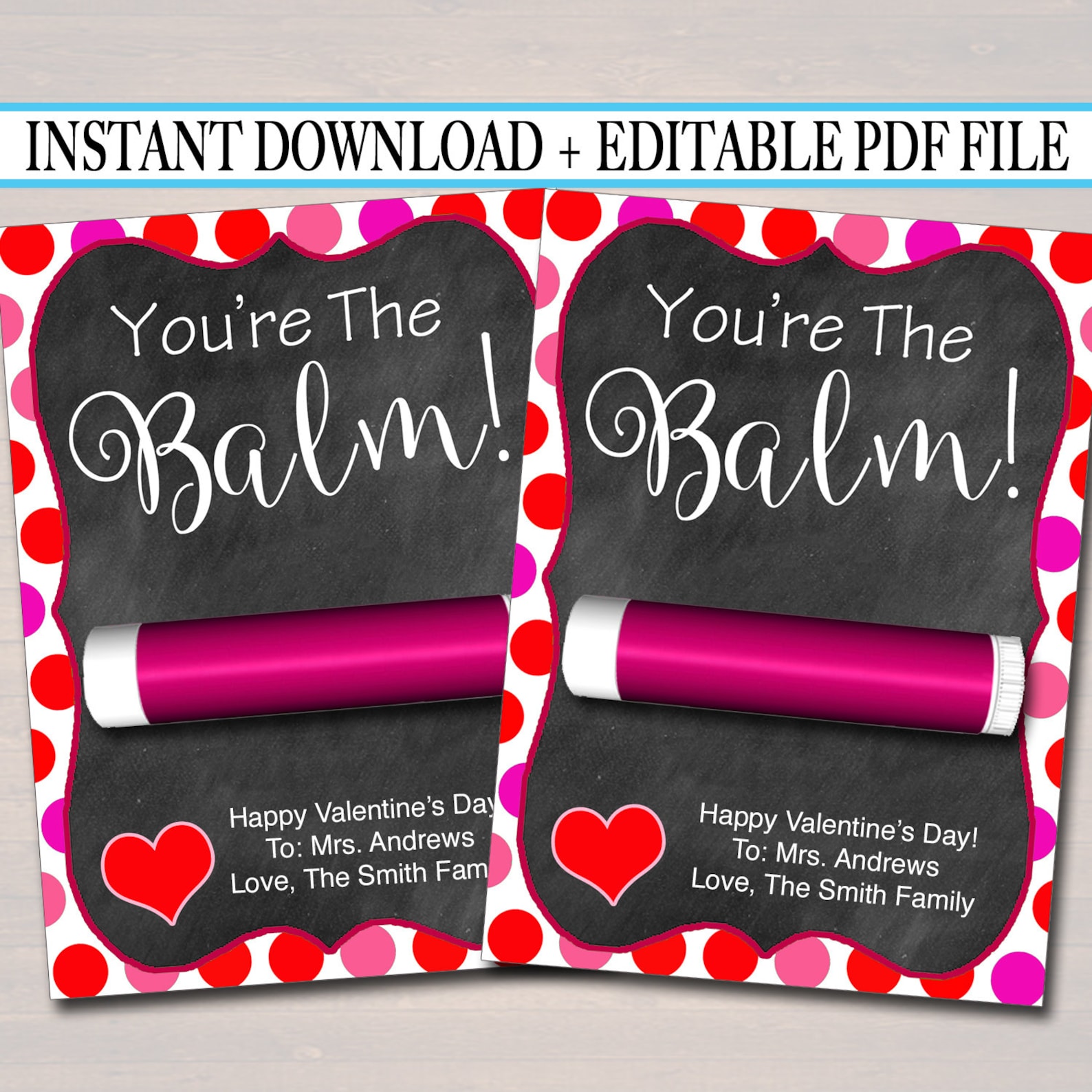 EDITABLE Lip Balm Tags, Valentine Teacher Gift INSTANT DOWNLOAD, Coach ...