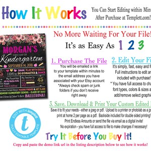 First Day of School Sign Floral Girl Chalkboard Poster | Etsy