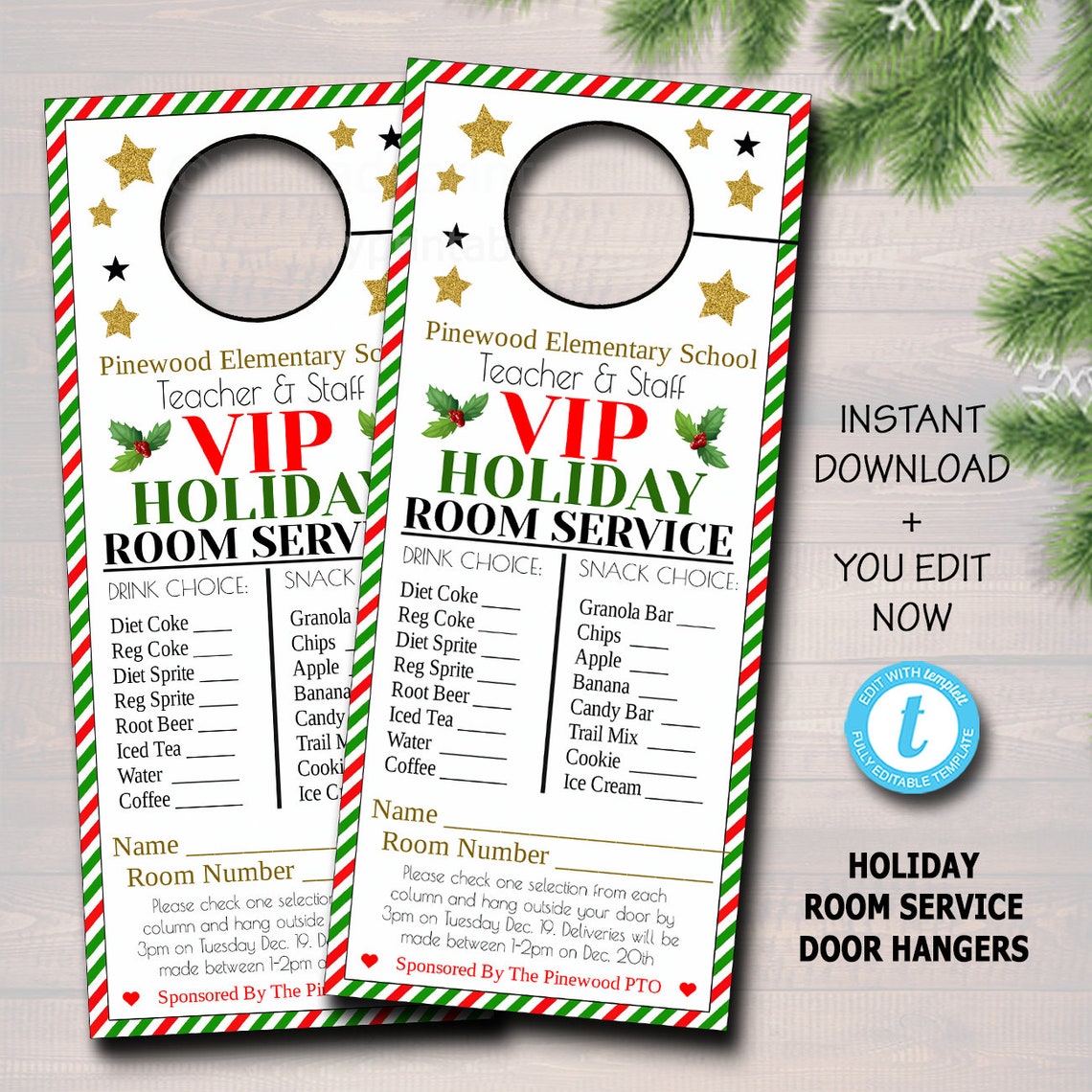 Holiday Room Service Door Hanger INSTANT DOWNLOAD Christmas - Etsy