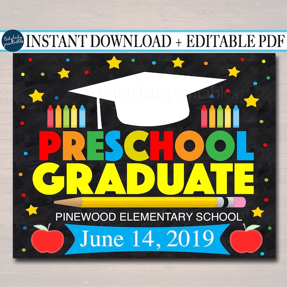 EDITABLE DATE Preschool Graduation Photo Prop, Last Day End of School ...