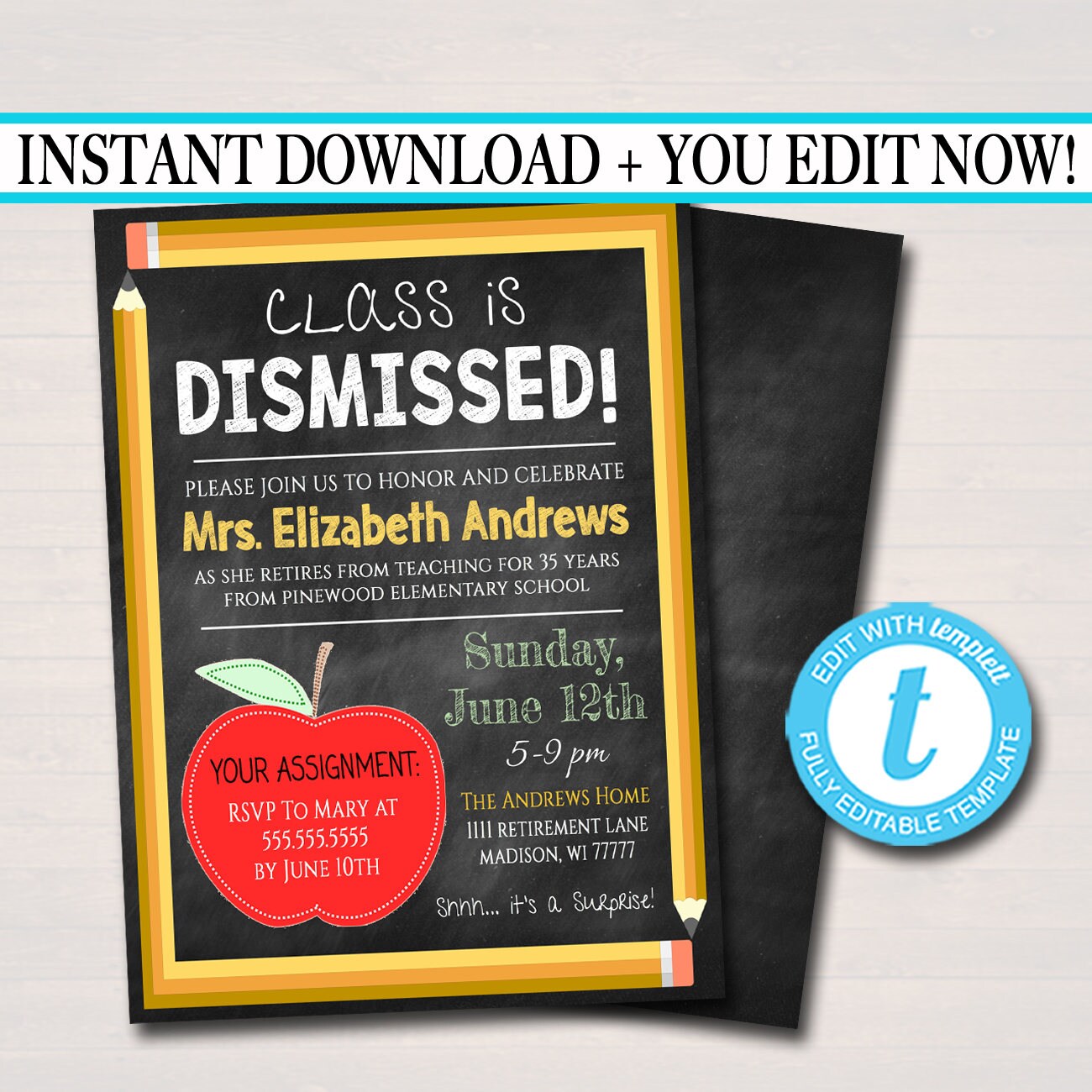 Teacher Retirement Party Invitation Template