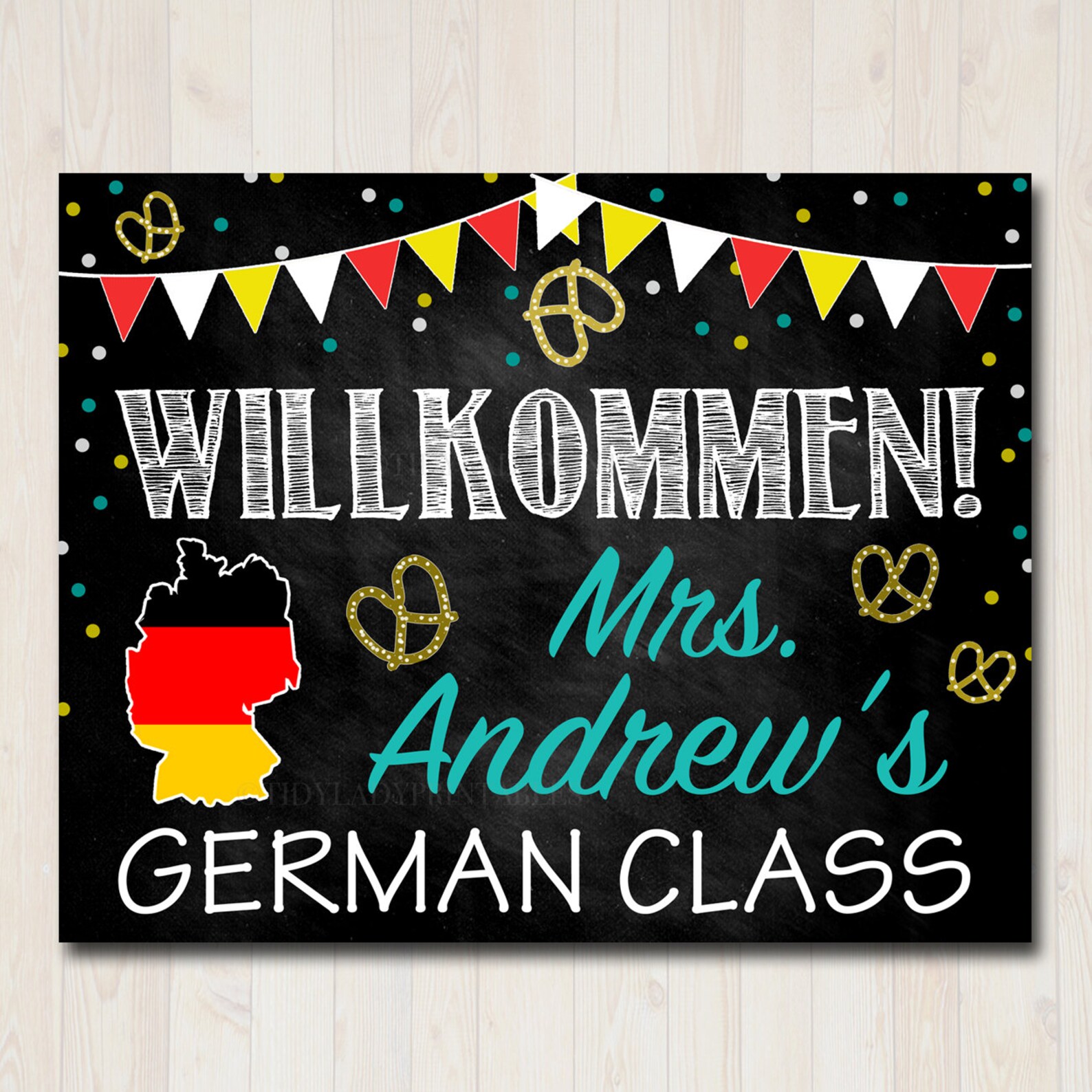 Custom GERMAN Teacher Door Sign, Willkommen Printable, German Classroom ...