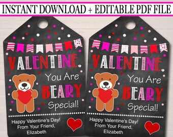 I Like You BEARY Much Stickerskids Valentines for - Etsy