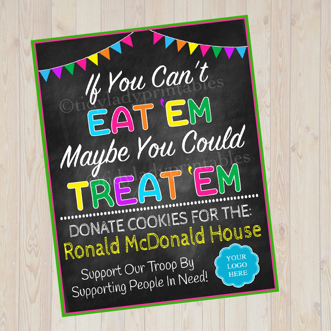 Editable Cookie Booth Sign: Donate Cookies for Military (instant ...