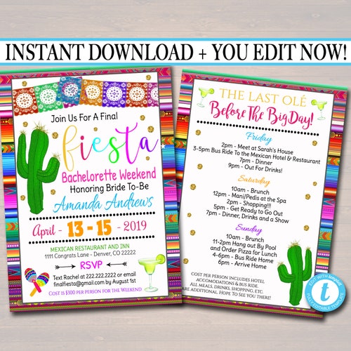 Final Fiesta Bachelorette Party Invitation Final Fiesta | Etsy