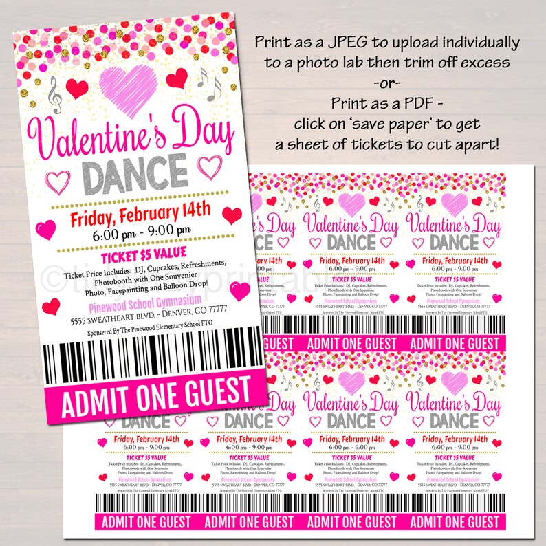 EDITABLE Valentine's Day Dance Set School Dance Flyer - Etsy