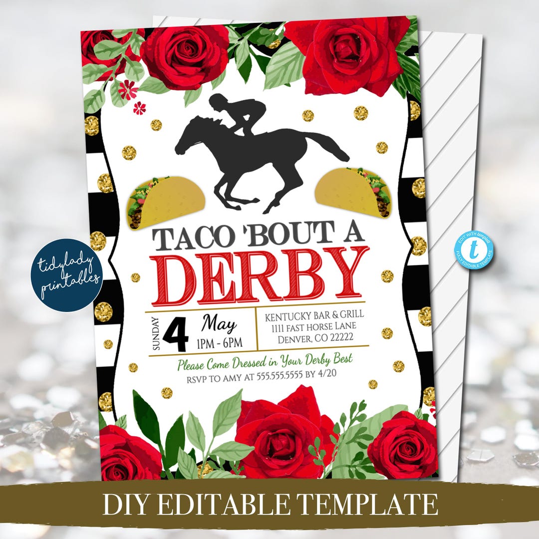 Cinco De Mayo Derby Invitation: Taco Horse Racing Party (EDITABLE) - Etsy