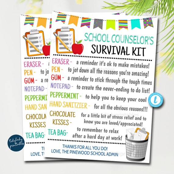 EDITABLE School Counselor Survival Kit Printable, Back to School Gift ... EDITABLE School Counselor Survival Kit Printable, Back to School Gift ...