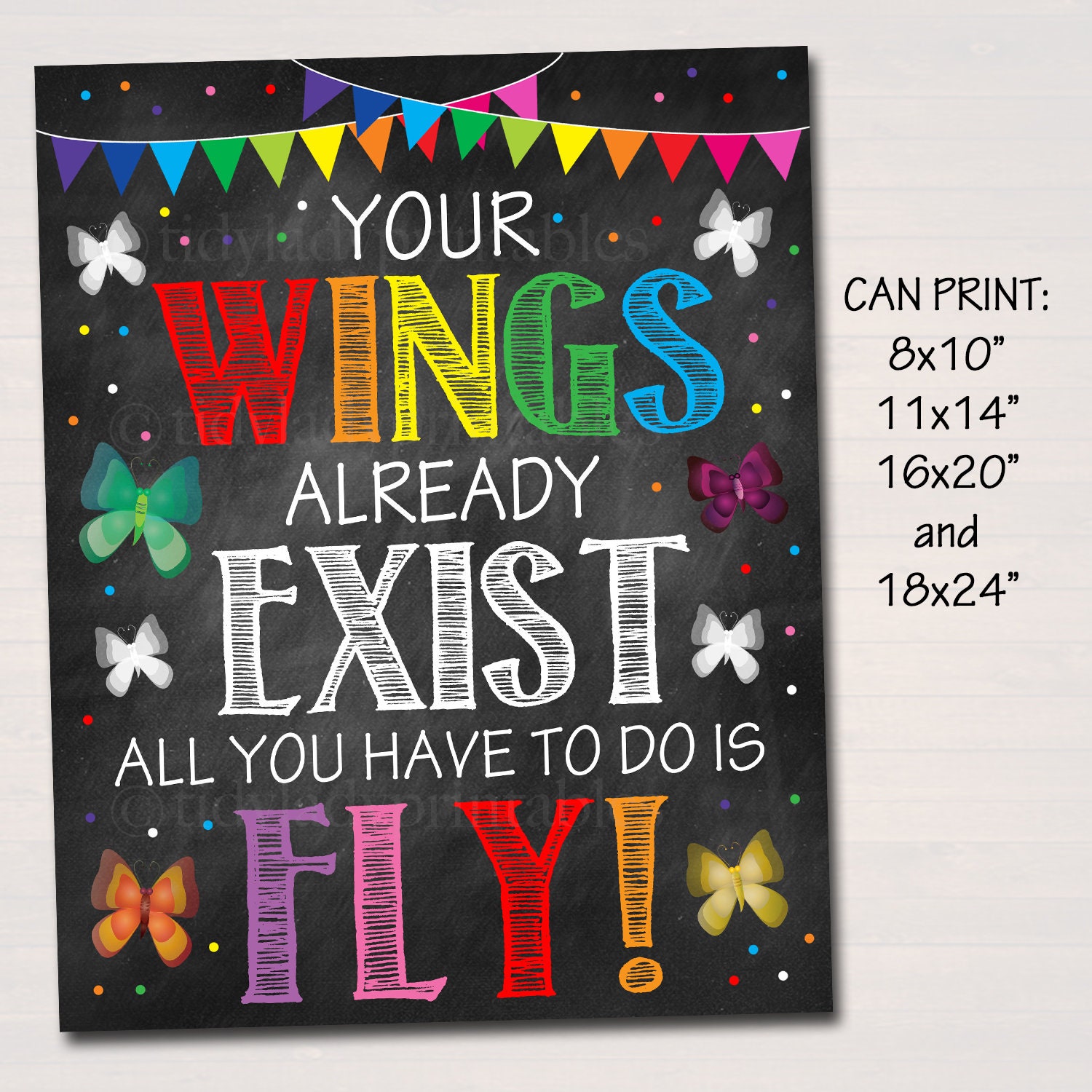 Inspirational Classroom Poster: Your Wings Exist, Motivational Art ...