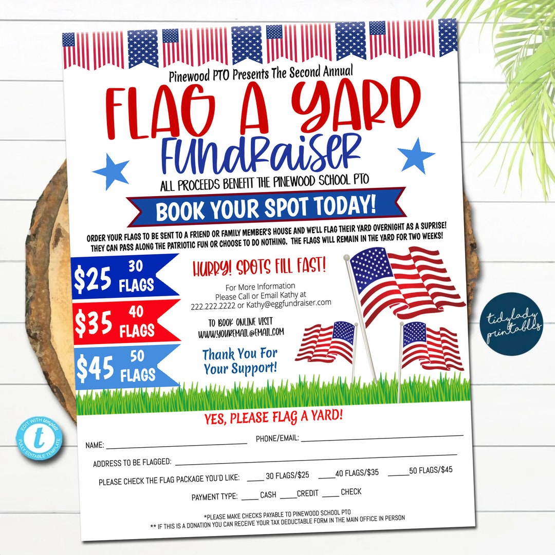 Flag A Yard Fundraiser Flyer: Patriotic Printable Template - Etsy