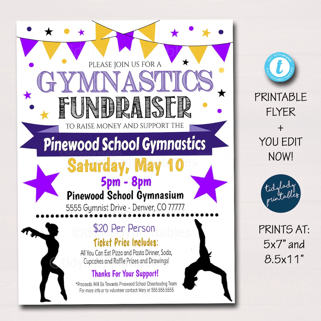 EDITABLE Gymnastics Fundraiser Flyer, Printable PTA PTO Flyer, School ...