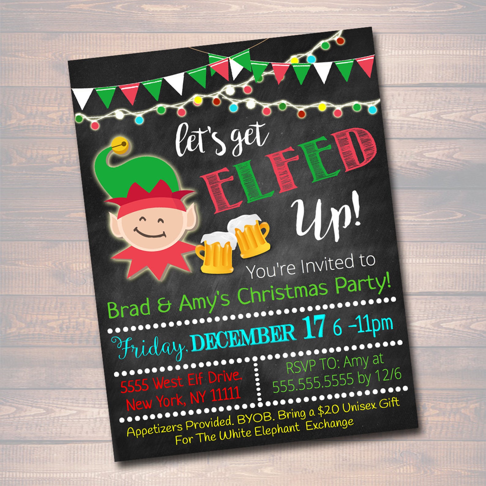 Printable Let's Get Elfed up Invitation Christmas Party - Etsy