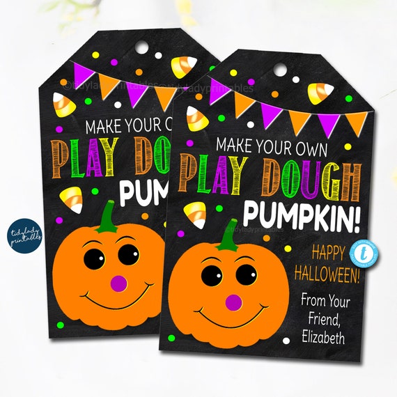 Make Your Own Play Dough Pumpkin Halloween Gift Tags, Printable ...