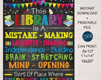 School Library Classroom Poster, Librarian Decor, Technology Teacher ...