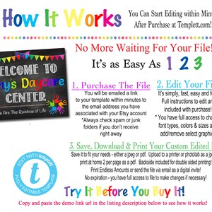 EDITABLE Daycare Door Sign, Child Care Sign, Daycare Door Hanger ...