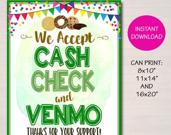 We Accept Payments Sign Cash and Credit, Bake Sale Cookie Booth ...
