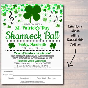 St. Patricks Day Dance Set School Dance Flyer Party Invite, Church ...