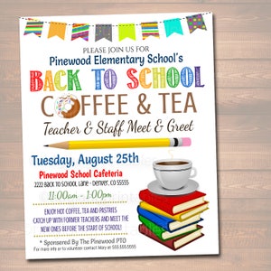 EDITABLE Teacher Staff Meet and Greet Breakfast Social, Printable PTA ...