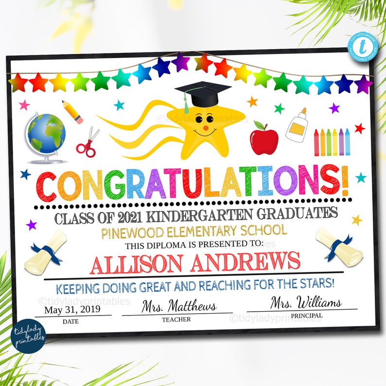 Graduation Diploma Printable Ceremony Certificate Any Grade - Etsy