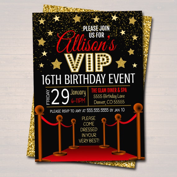 Hollywood Theme Birthday Party Invitations Hollywood Invitations