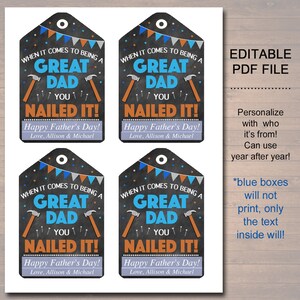Printable Father's Day Gift Tags, Best Dad Ever Gift Labels, Printable ...