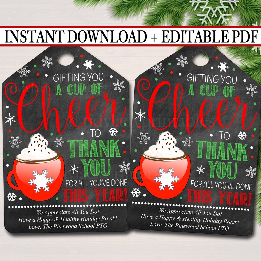 Christmas Gift Tags, Gifting You A Cup of Cheer for All You've Done ...
