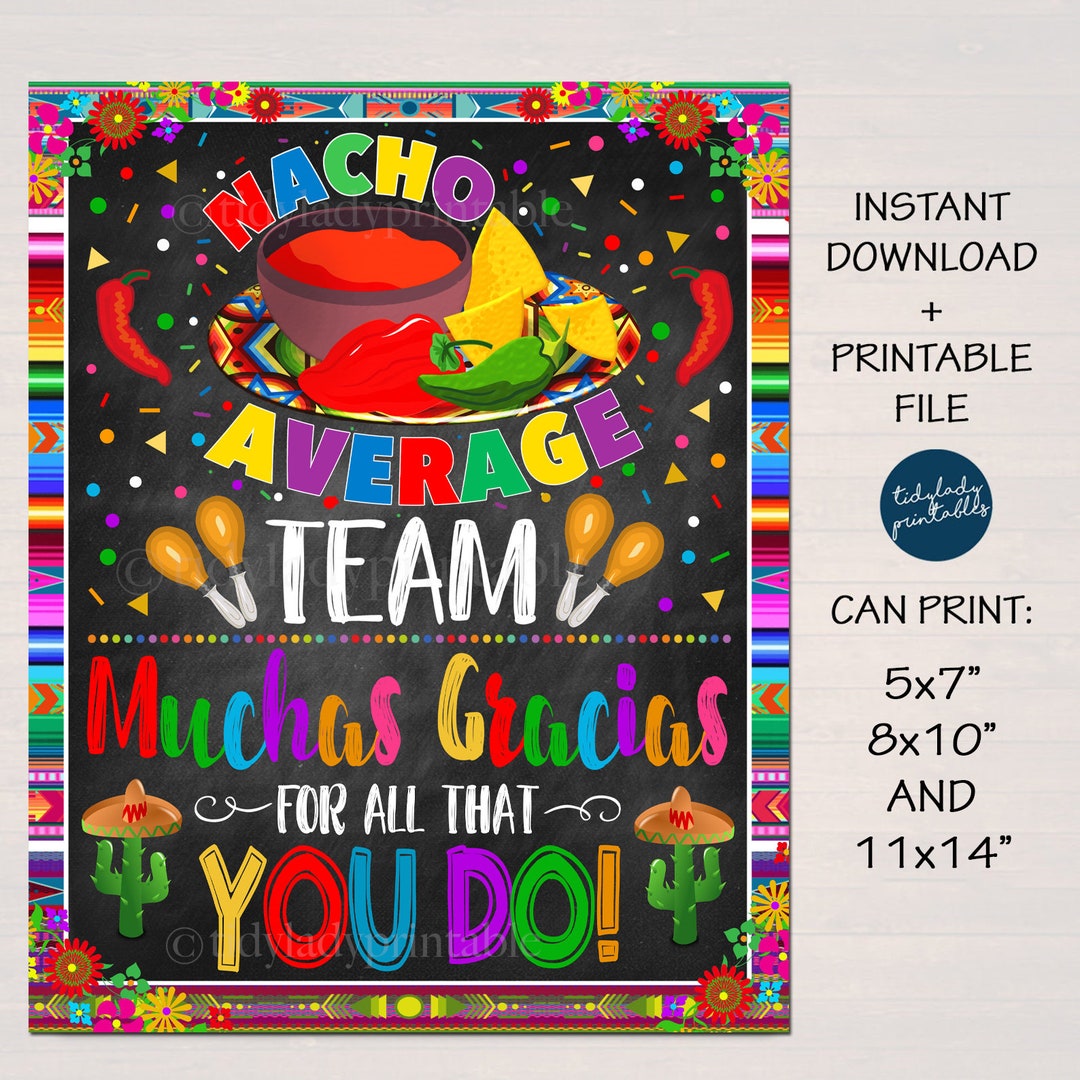 Fiesta Appreciation Sign, Nacho Average Team Muchas Gracias for All You ...