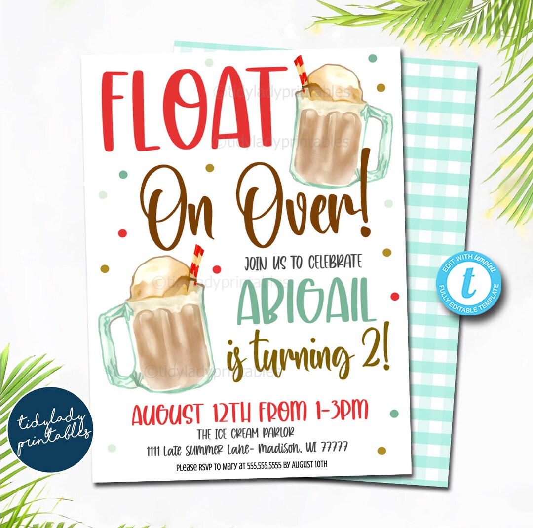 Root Beer Float Invitation, Ice Cream Float Invite, Summer Birthday ...