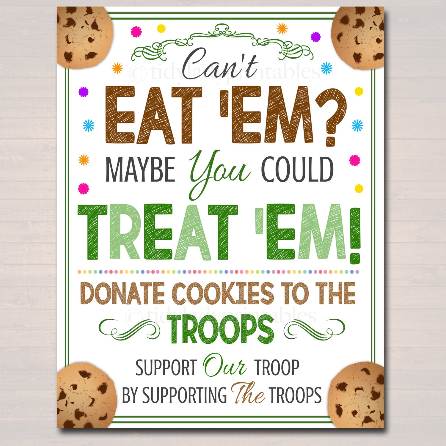 Cookie Booth Sign: Donate Cookies for Military Troops (instant Download ...