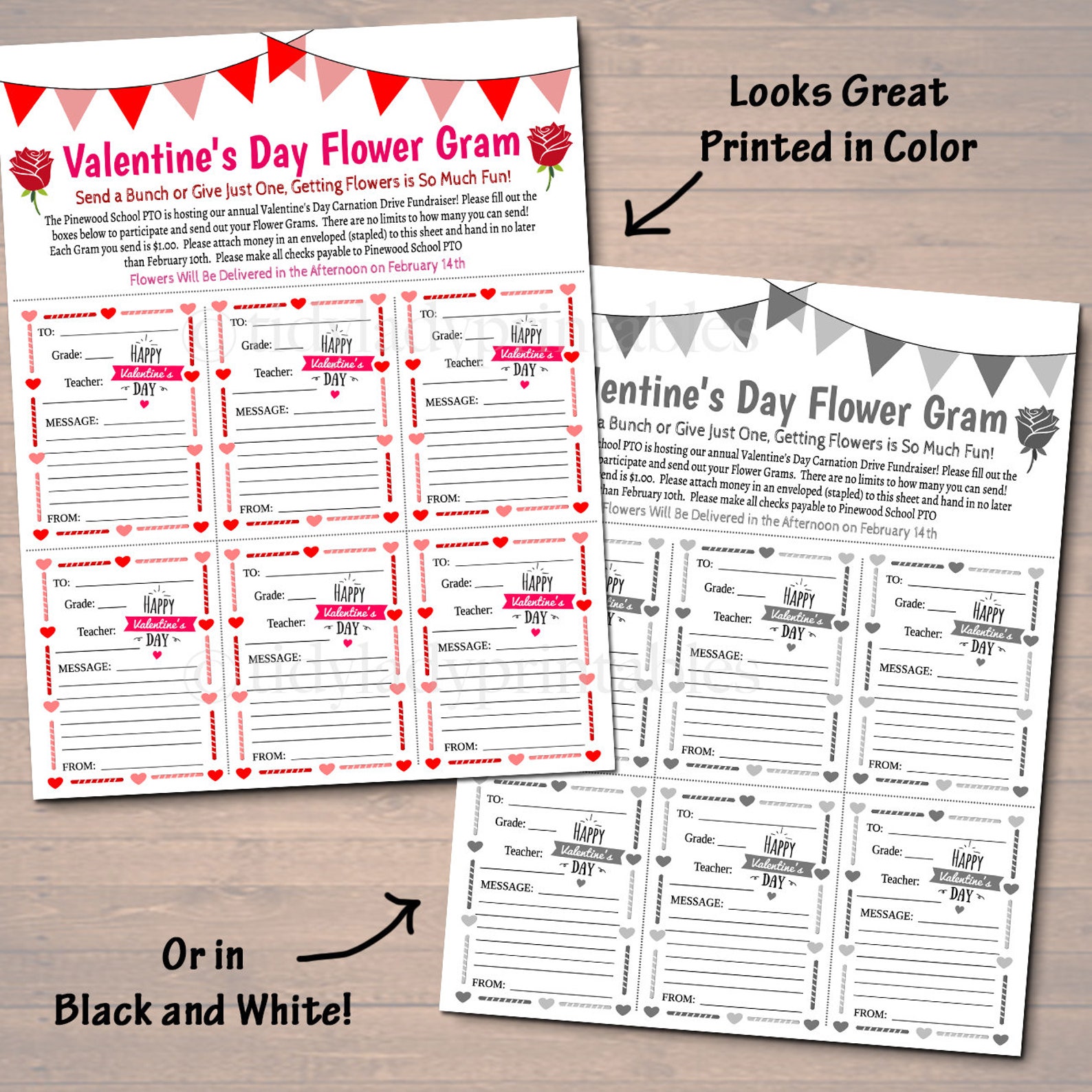 EDITABLE Valentine's Day Flower Gram Flyer School - Etsy
