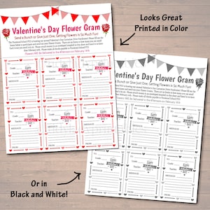 EDITABLE Valentine's Day Flower Gram Flyer, School Fundraiser Template ...
