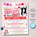 EDITABLE Valentine's Day Parents Night Out Flyer, Printable PTA, PTO ...