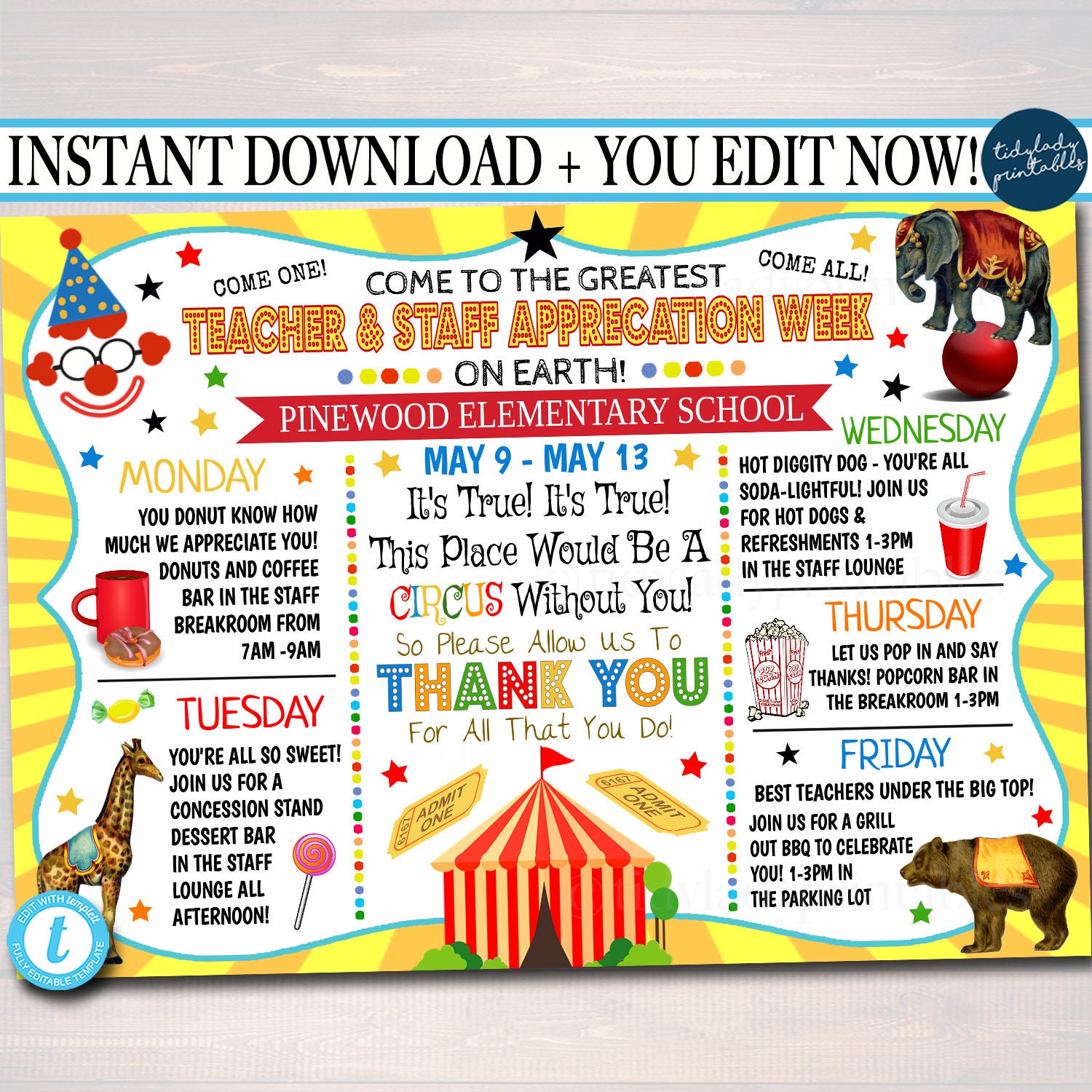 Carnival Circus Theme Teacher Appreciation Week Printable Party Signs ... Carnival Circus Theme Teacher Appreciation Week Printable Party Signs ...