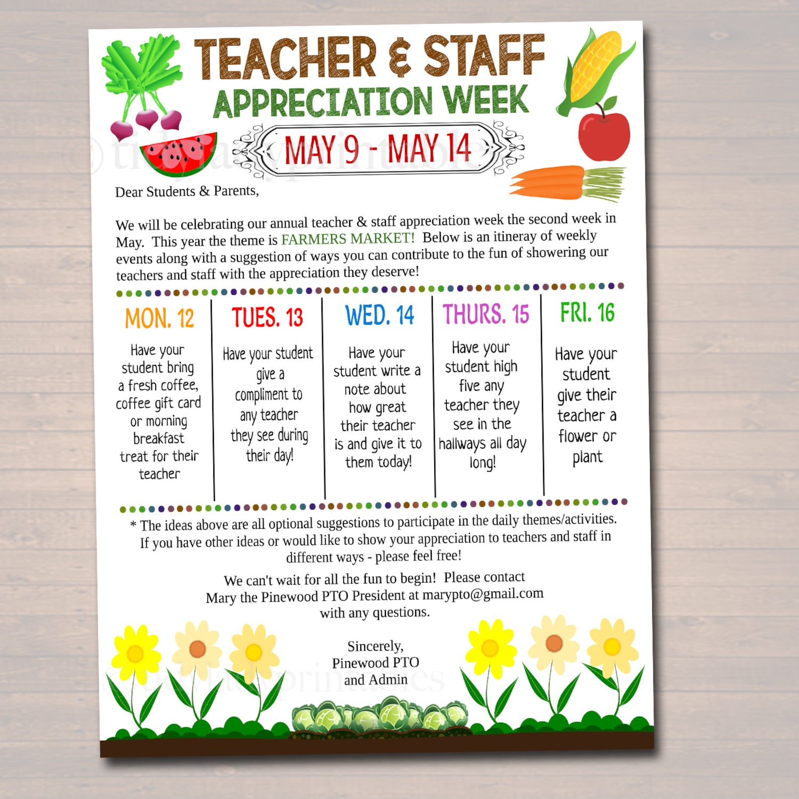Editable Farmers Market Theme Teacher Appreciation Invitation - Etsy