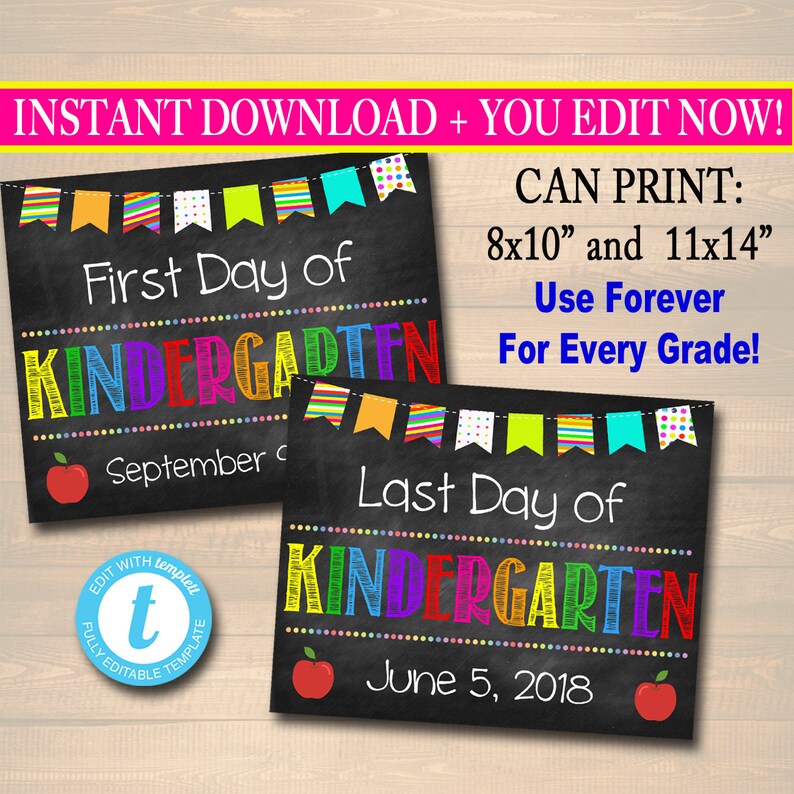 Editable Back to School Chalkboard Sign: First Day Photo Prop (digital ...